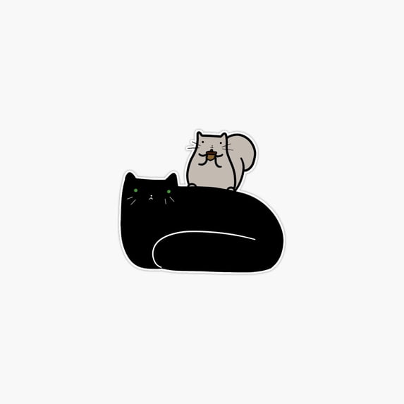 DOPASTICKER Squirrel And Black Cat Sticker, Phone Sticker Car Sticker ...