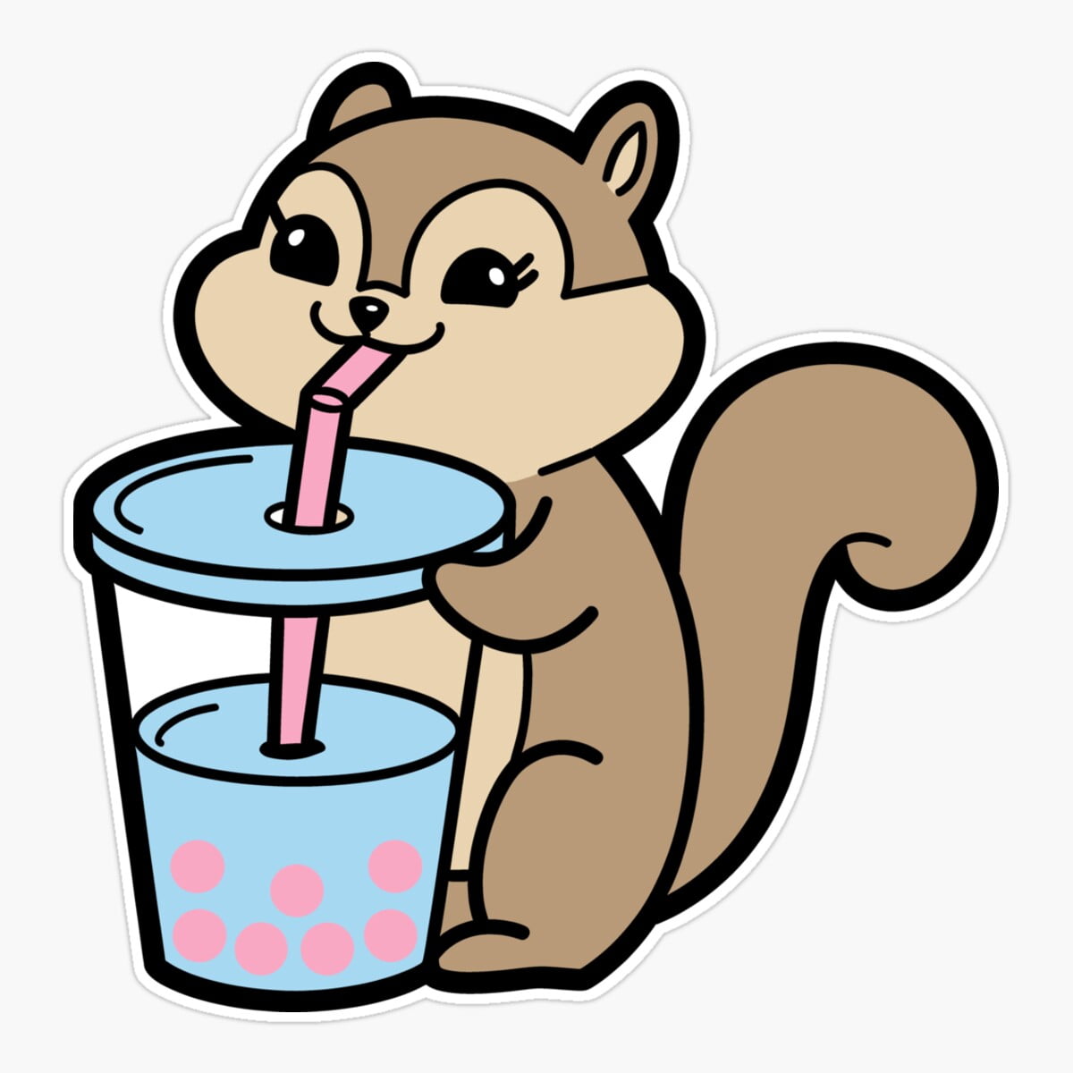 DOPASTICKER Squirrel Enjoys Boba Sips Sticker, Phone Sticker Car ...