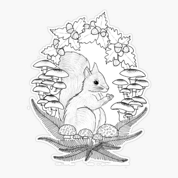 DOPASTICKER Squirrel Vignette Sticker, Phone Sticker Water Bottle ...