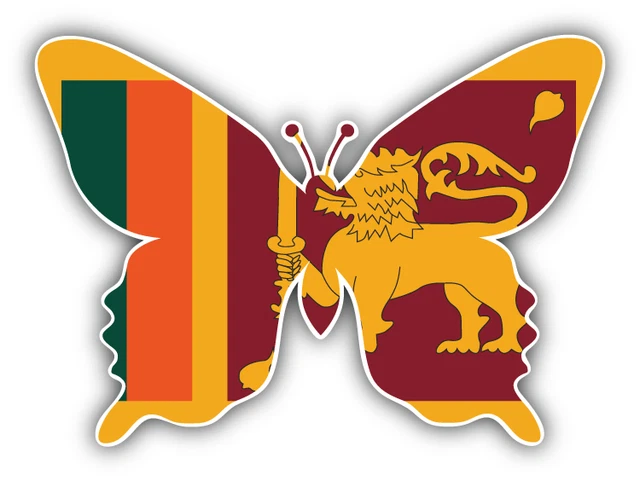 DOPASTICKER Sri Lanka Flag Butterfly Sticker Decal Phone Decal Water ...