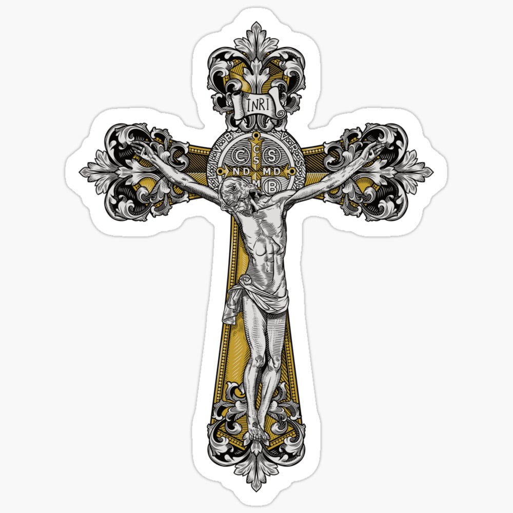DOPASTICKER St Benedict Cross Crucifix - Perfect Birthday Gift Everyone ...
