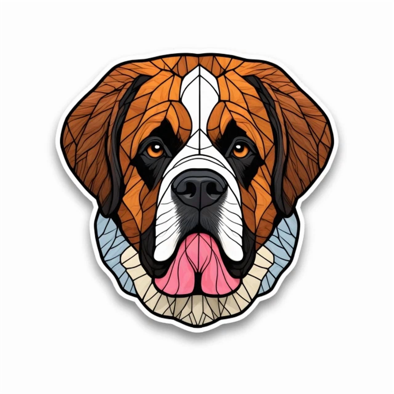 DOPASTICKER St Bernard Dog Puppy Stained Glass Style Opaque Vibrant ...