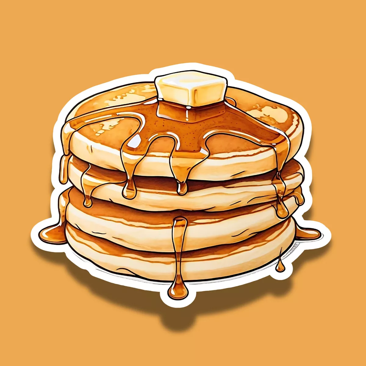 DOPASTICKER Stack Of Pancakes With Butter And Syrup Laminated Sticker ...