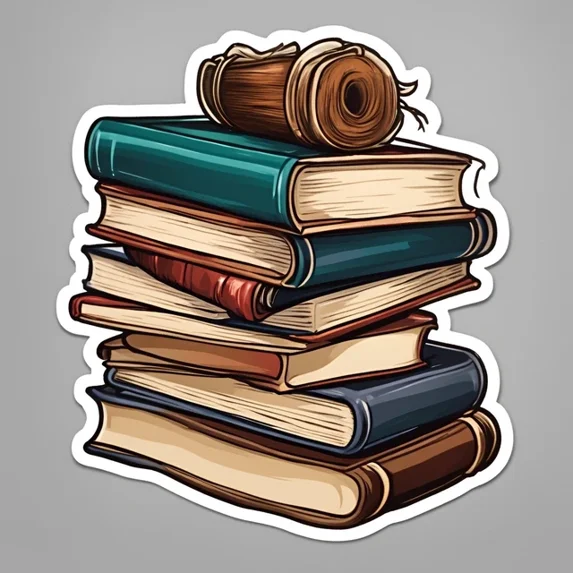 DOPASTICKER Stacked Books Sticker Phone Decal Water Bottle Stickers ...