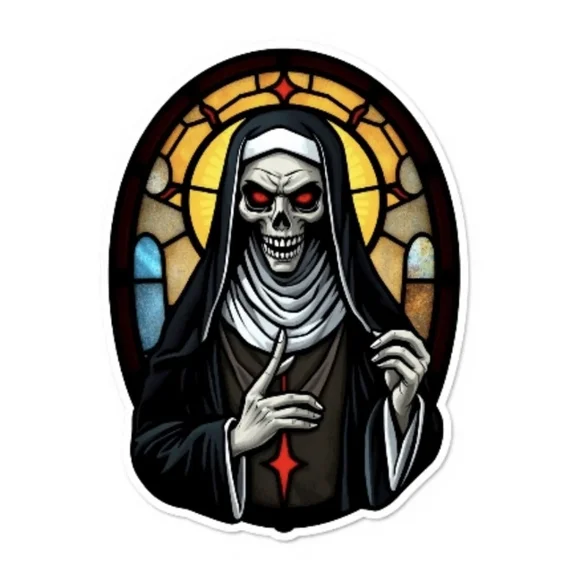 DOPASTICKER Stained Glass Creepy Nun Sticker Phone Decal Water Bottle ...