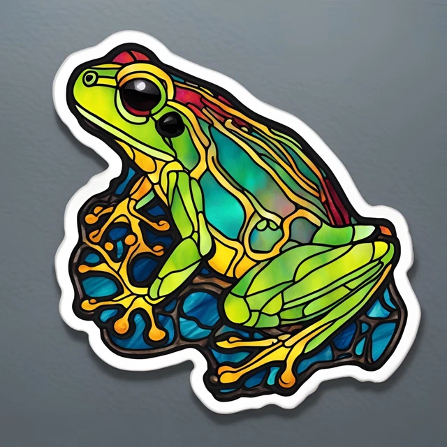 DOPASTICKER Stained Glass Frog Sticker Phone Decal Water Bottle ...