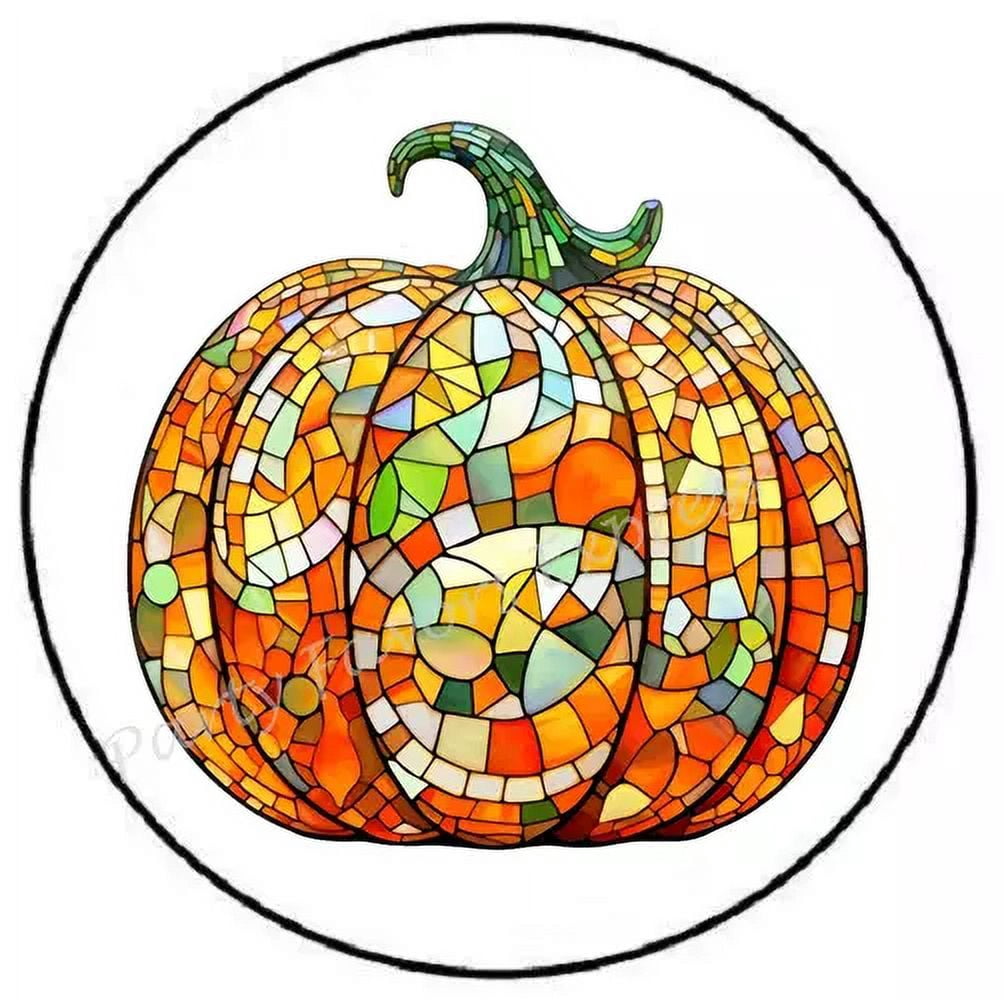 DOPASTICKER Stained Glass Pumpkin Hallo.Ween Stickers Favors Gift You ...