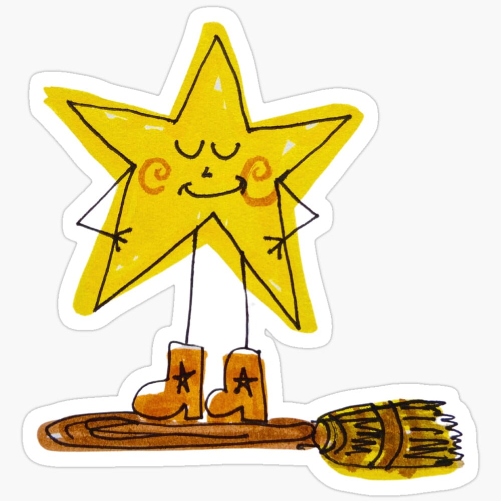 DOPASTICKER Star Guy On Broom Sticker Phone Sticker, Latop Sticker ...