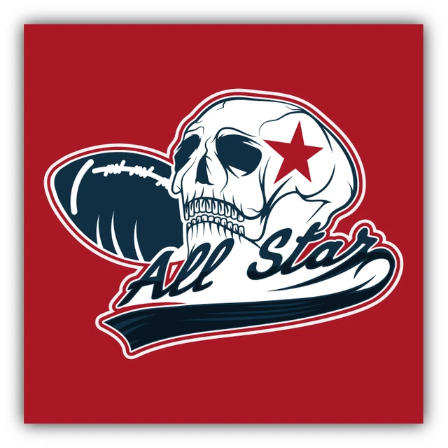DOPASTICKER All Star Rugby American Football Skull Sport Sticker Decal ...
