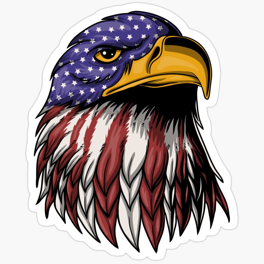 DOPASTICKER Stars And Stripes Eagle Head Sticker Fourth Of July Sticker ...