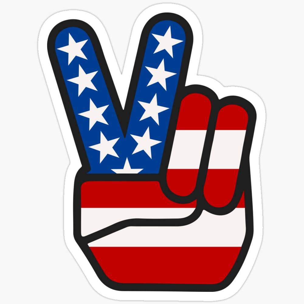 DOPASTICKER Stars And Stripes Peace Sign Sticker Fourth Of July Sticker ...