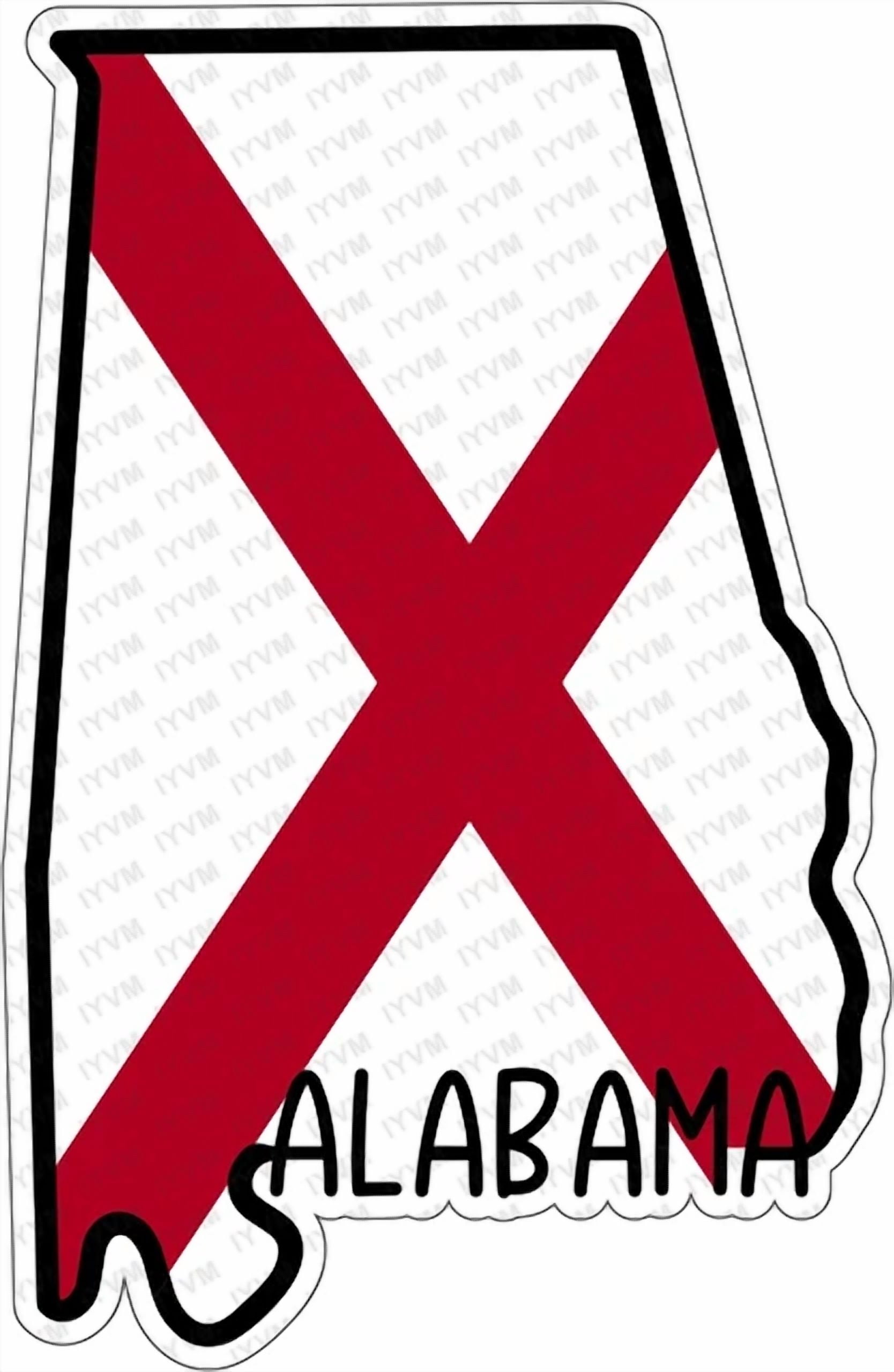 DOPASTICKER State Of Alabama Flag Map Sticker Decal Usa Alabama State ...