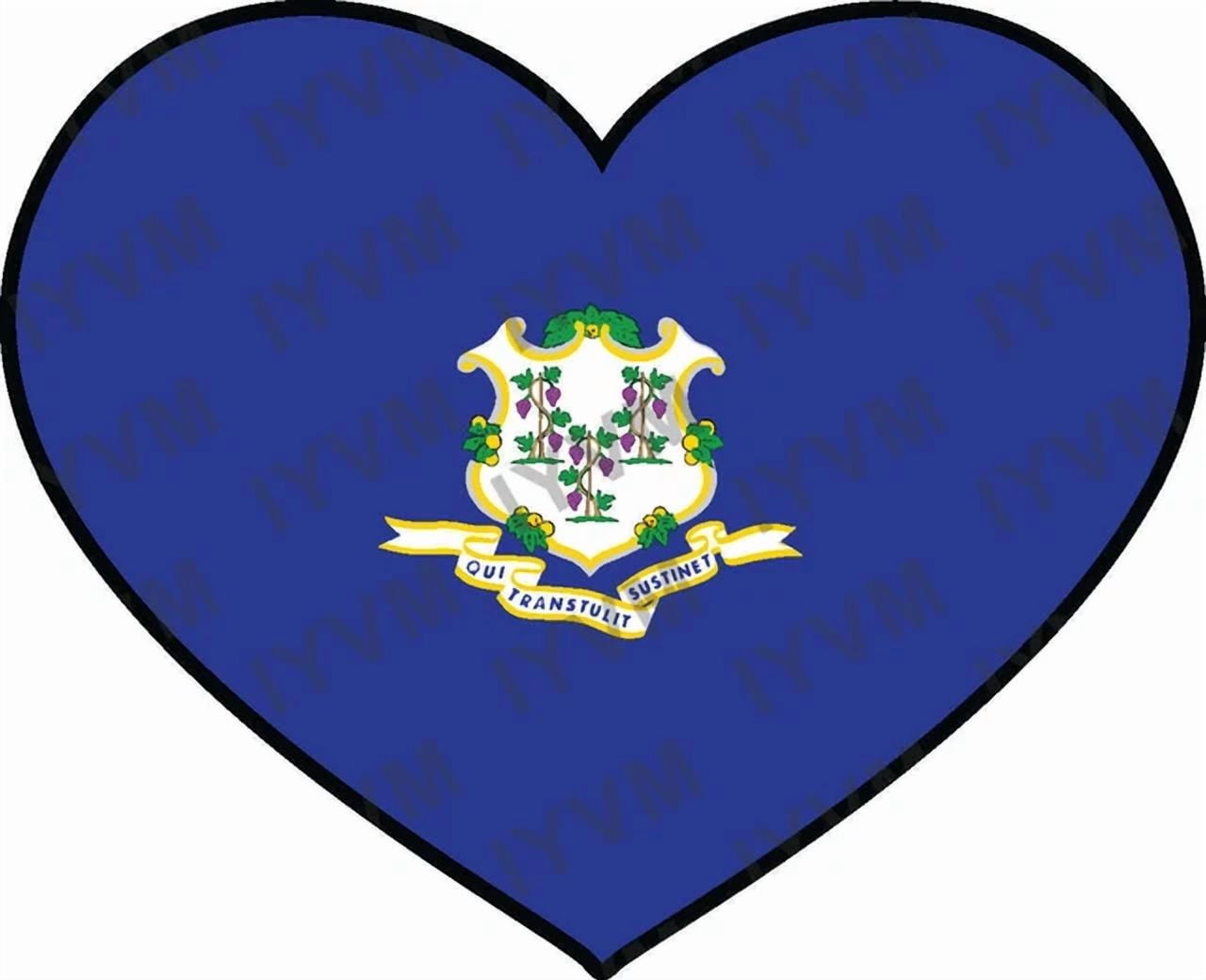 DOPASTICKER State Of Connecticut Flag Heart Sticker Decal Usa ...