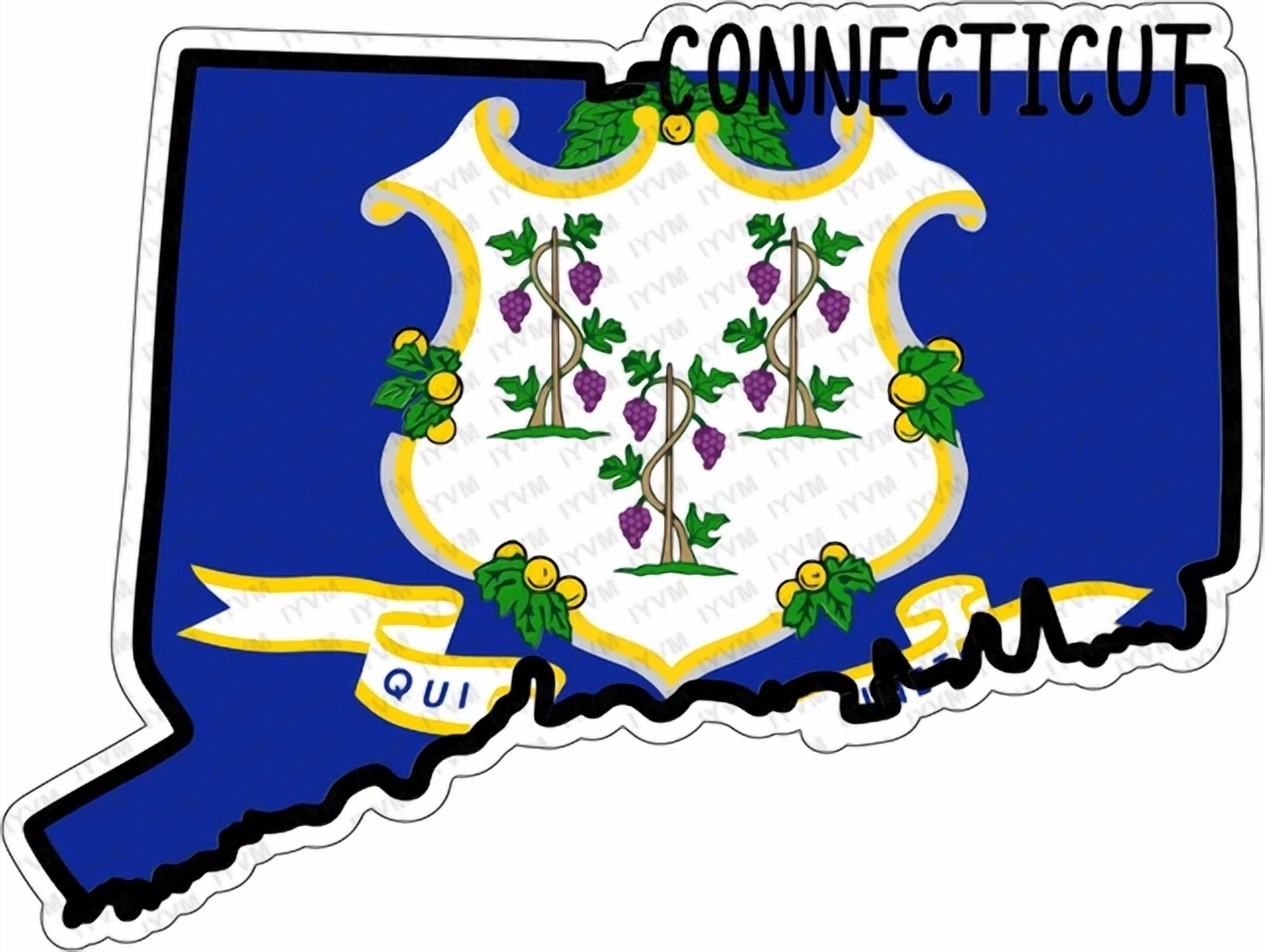 DOPASTICKER State Of Connecticut Flag Map Sticker Decal Usa Connecticut ...