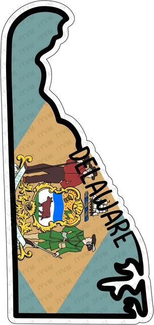 DOPASTICKER State Of Delaware Flag Map Sticker Decal Usa Delaware State ...