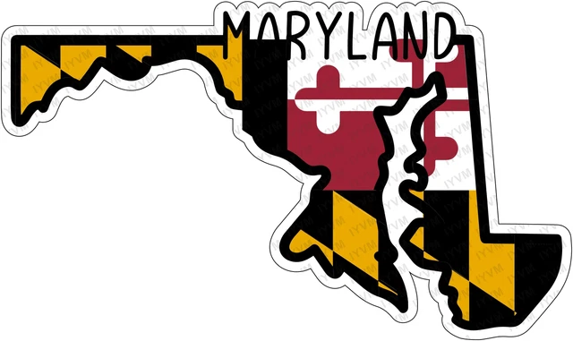 DOPASTICKER State Of Maryland Flag Map Sticker Decal Usa Maryland State ...