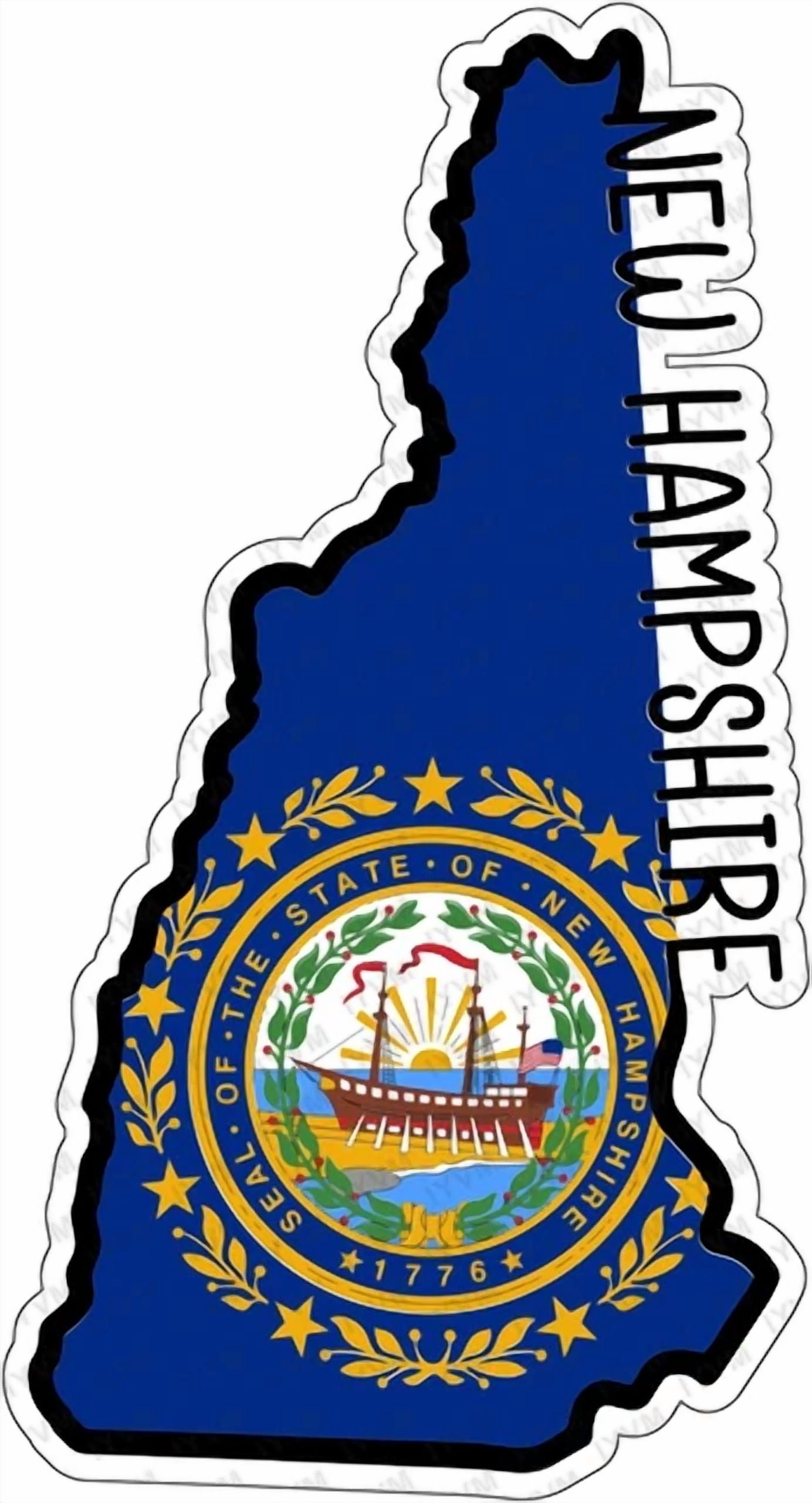 DOPASTICKER State Of New Hampshire Flag Map Sticker Decal Usa New ...