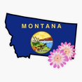 DOPASTICKER State Of Montana Flag With State Flower Bitterroot Sticker ...