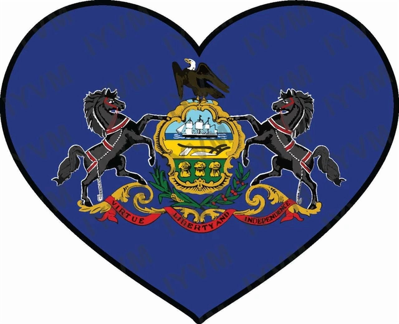 DOPASTICKER State Of Pennsylvania Flag Heart Sticker Decal Usa ...