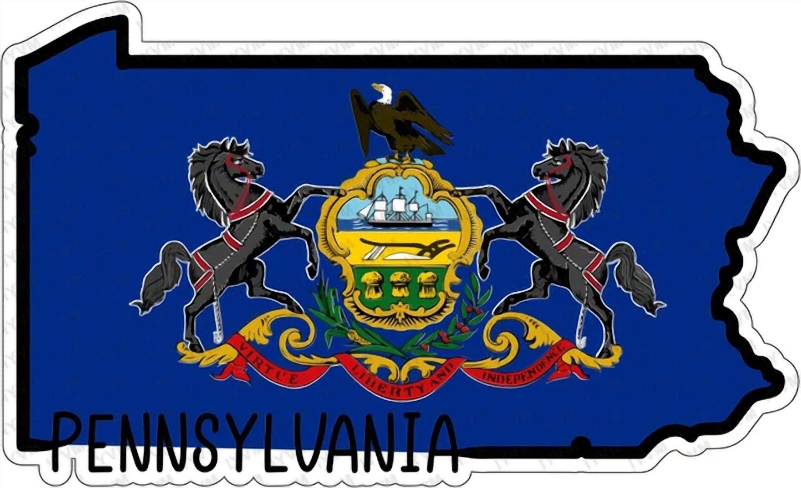 DOPASTICKER State Of Pennsylvania Flag Map Sticker Decal Usa ...