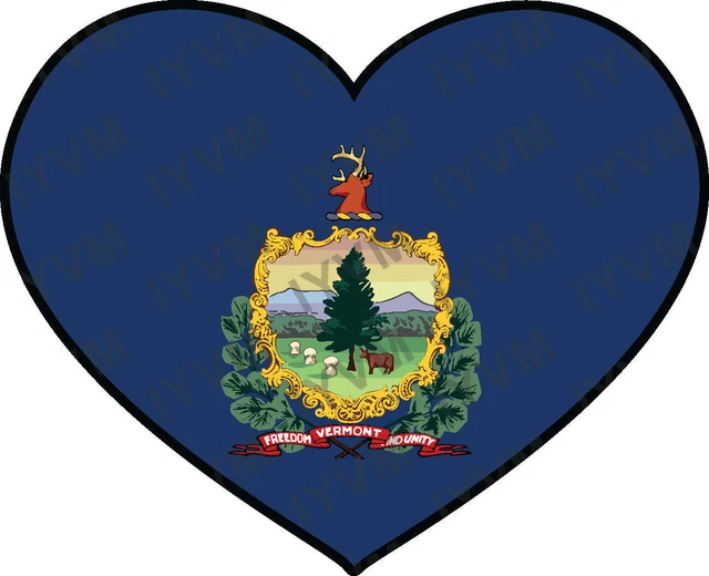 DOPASTICKER State Of Vermont Flag Heart Sticker Decal Usa Vermont State ...