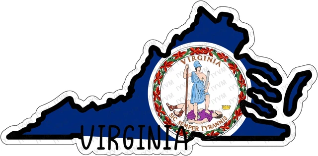 DOPASTICKER State Of Virginia Flag Map Sticker Decal Usa Virginia State ...