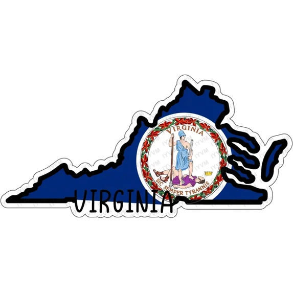 DOPASTICKER State Of Virginia Flag Map Sticker Decal Usa Virginia State ...