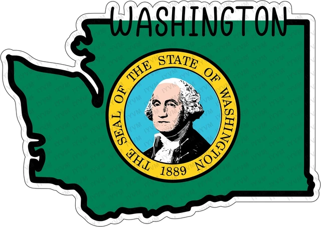 DOPASTICKER State Of Washington Flag Map Sticker Decal Usa Washington ...