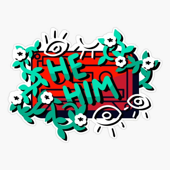 DOPASTICKER Statement He Him - Red,Green Sticker, Phone Sticker Car ...