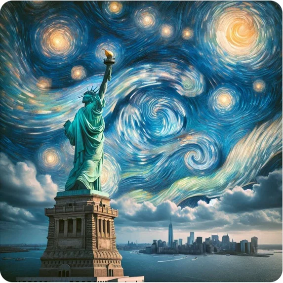 DOPASTICKER Statue Of Liberty On A Starry Night Sticker Phone Decal ...