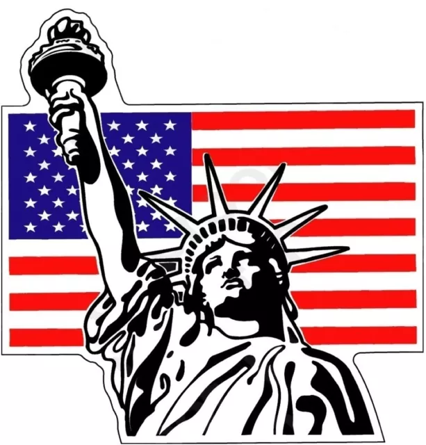 DOPASTICKER Statue Of Liberty With Usa Flag Sticker Laptop Sticker ...