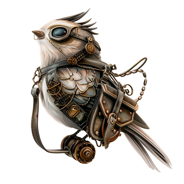 DOPASTICKER Steampunk Bird Sticker Clockwork Gears Diesel Science ...