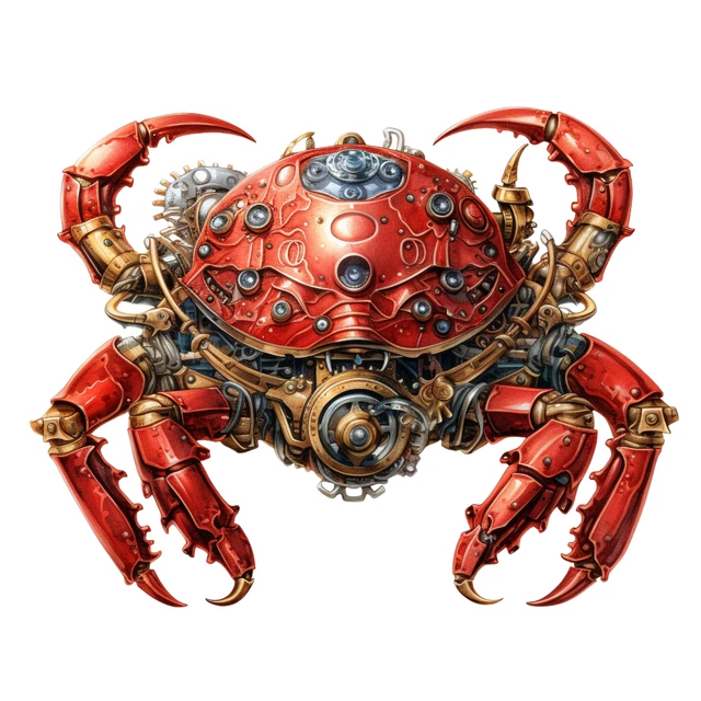 DOPASTICKER Steampunk Crab Red Sticker Clockwork Gears Science Fiction ...