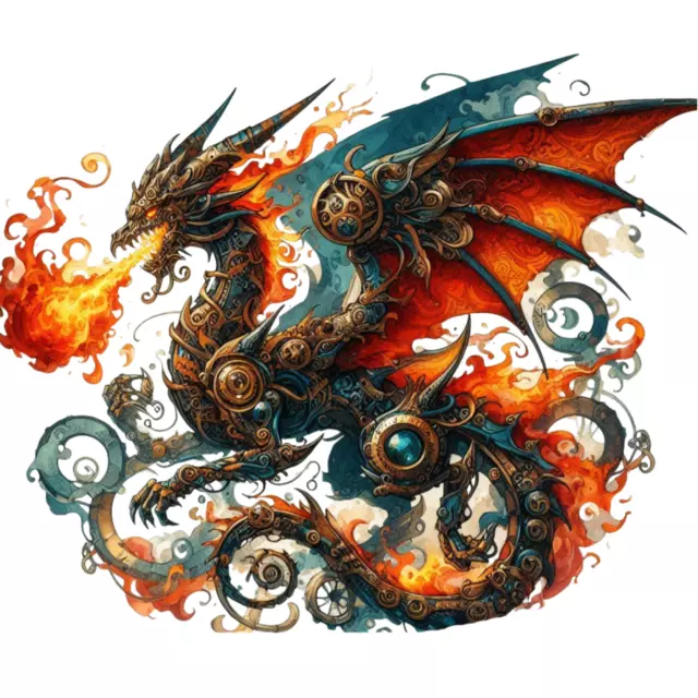 DOPASTICKER Steampunk Dragon Sticker Clockwork Gears Science Fiction ...