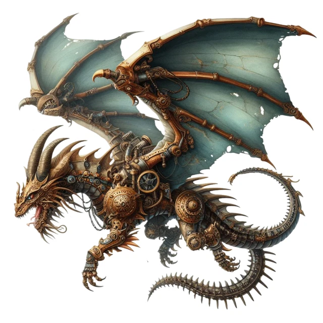 DOPASTICKER Steampunk Dragon Sticker Clockwork Gears Science Fiction Industrial Teeth Phone ...