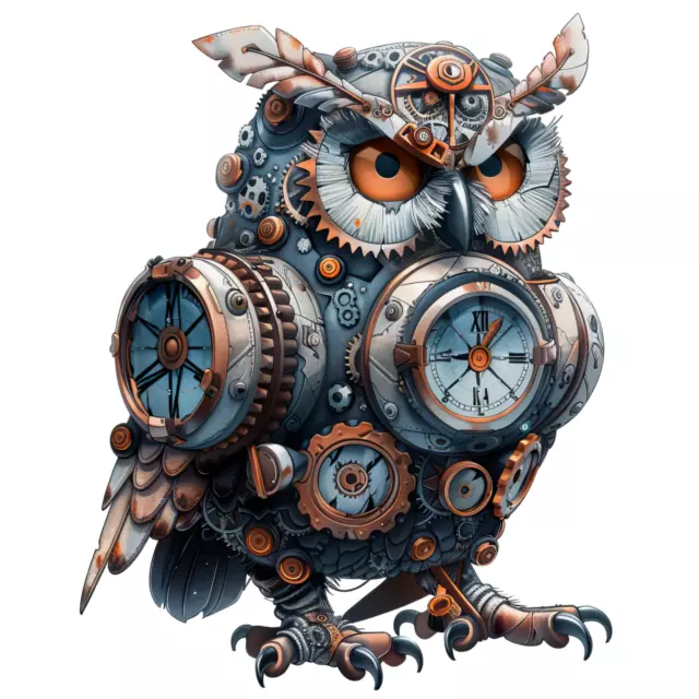DOPASTICKER Steampunk Owl Sticker Clockwork Gear Science Fiction Industrial Clock Phone Decal ...