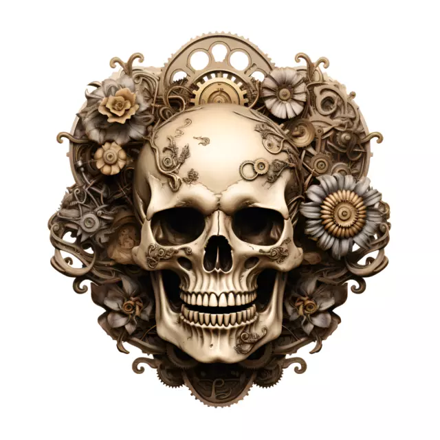 DOPASTICKER Steampunk Skull Sticker Clockwork Gears Diesel Science ...