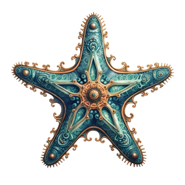 DOPASTICKER Steampunk Star Fish Sticker Clockwork Gears Science Fiction ...