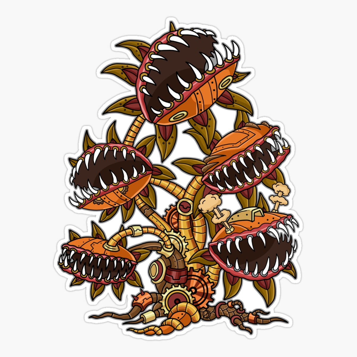 DOPASTICKER Steampunk Sticker Men Victorian Carnivorous Plant Venus Fly ...