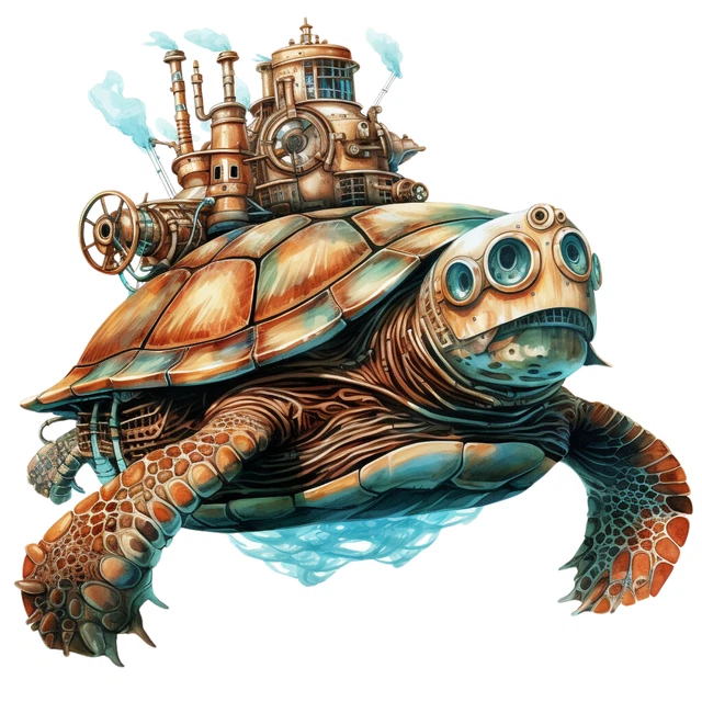 DOPASTICKER Steampunk Turtle Sticker Clockwork Gears Science Fiction ...