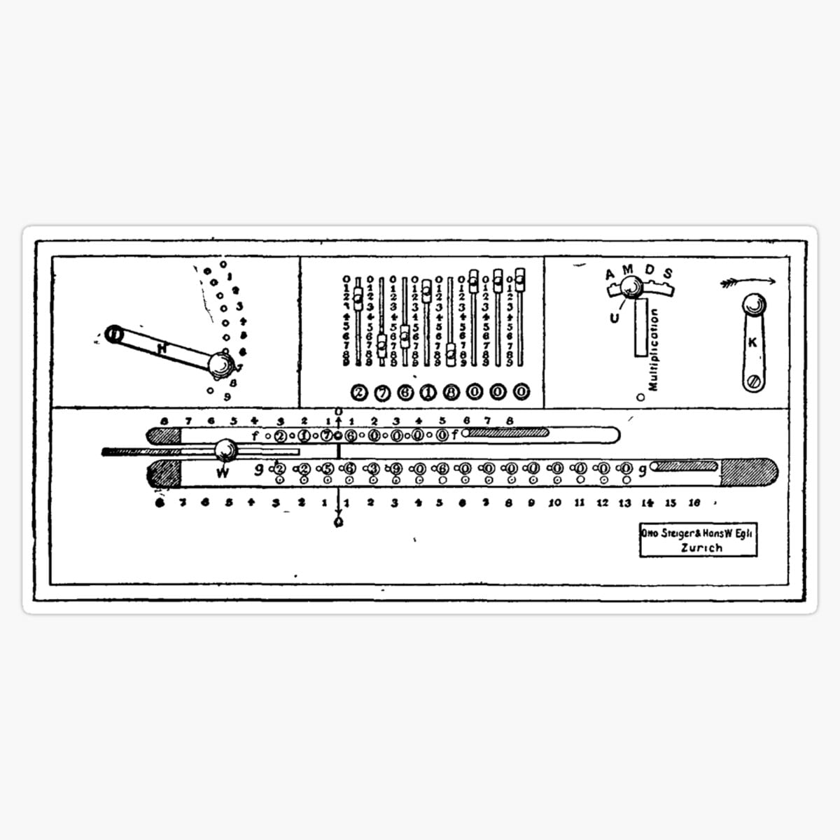 DOPASTICKER Steiger-Egli Calculating Machine Sticker, Phone Sticker Car ...