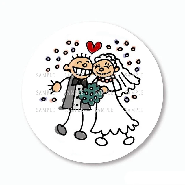 DOPASTICKER Stick Figure Bride And Groom Wedding Scrapbook Stickers ...