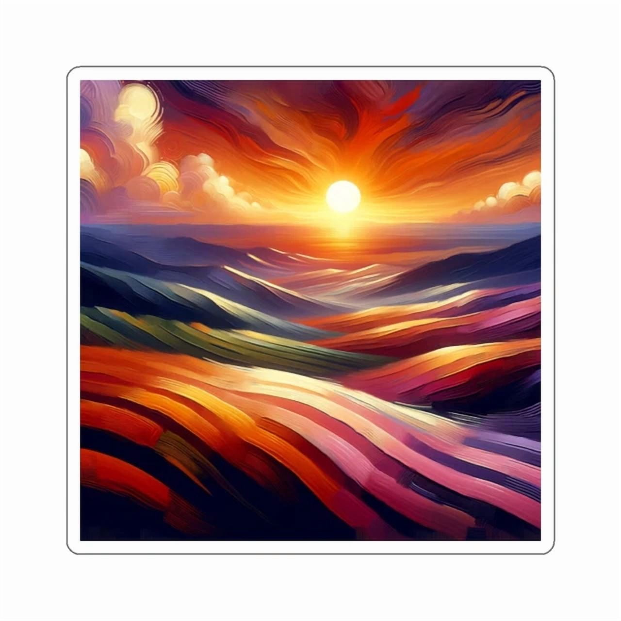 DOPASTICKER Sticker Abstract Landscape Sunset Colorful Art- Design ...