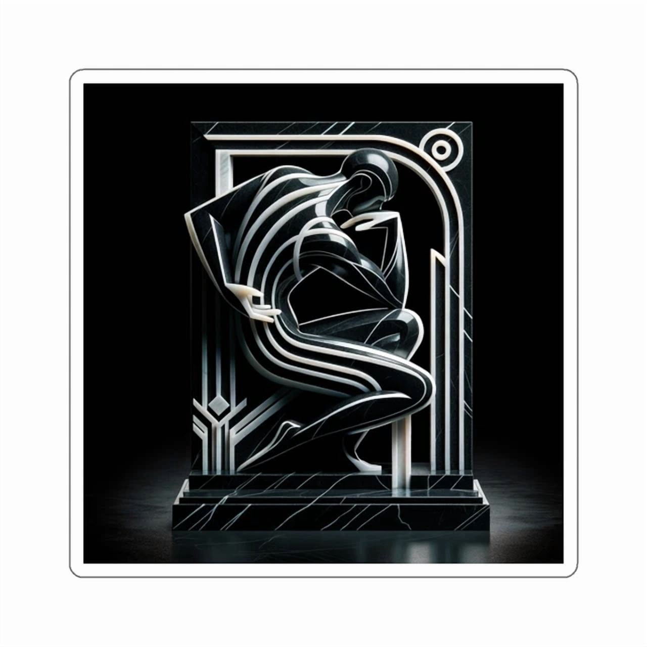 DOPASTICKER Sticker Art Deco Black Marble Fluid Human Sculpture Fancy ...