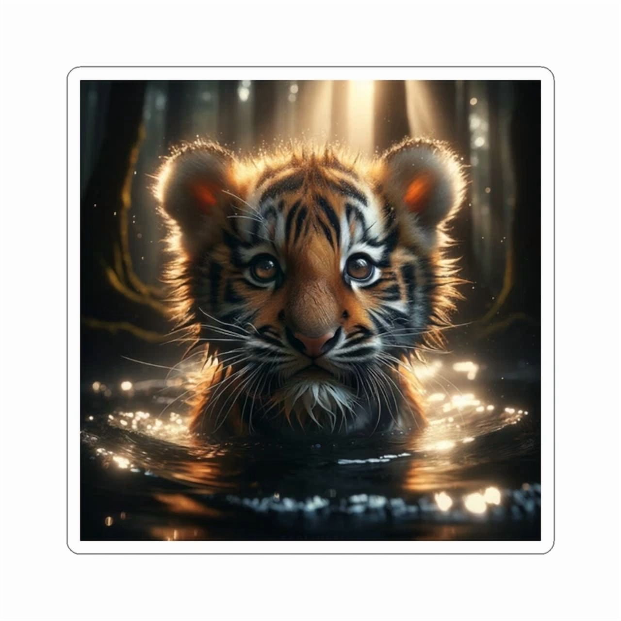 DOPASTICKER Sticker Baby Tiger Close-Up Water Light- Design Preview ...