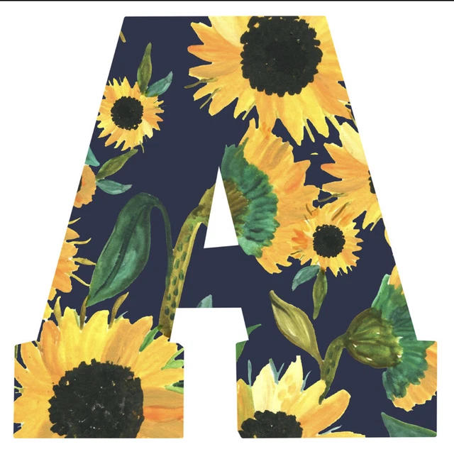 DOPASTICKER Sticker Big Letter Capital A Alphabet Initial Flower ...