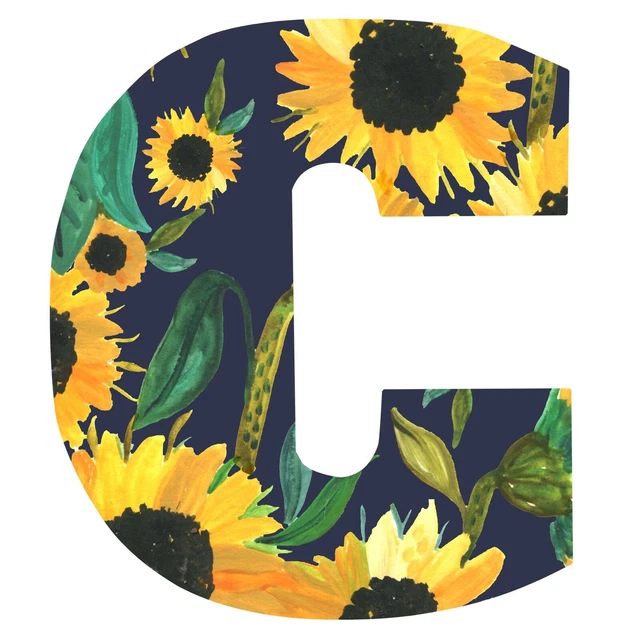 DOPASTICKER Sticker Big Letter Capital C Alphabet Initial Flower ...