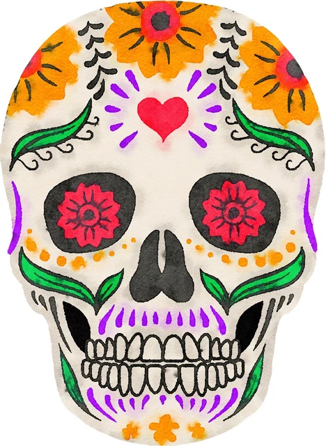DOPASTICKER Sticker Cool Dead Zombie Sugar Skull Flower Color Heart ...