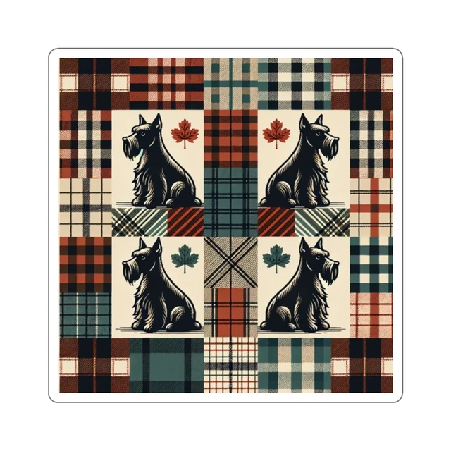DOPASTICKER Sticker Flannel Plaid Scottish Terrier Artwork- Design ...