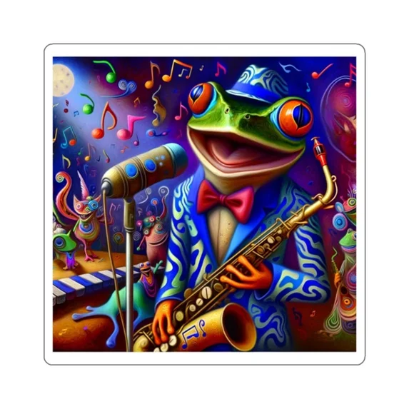 DOPASTICKER Sticker Frog Jazz Musician Surrealism- Design Preview Only ...